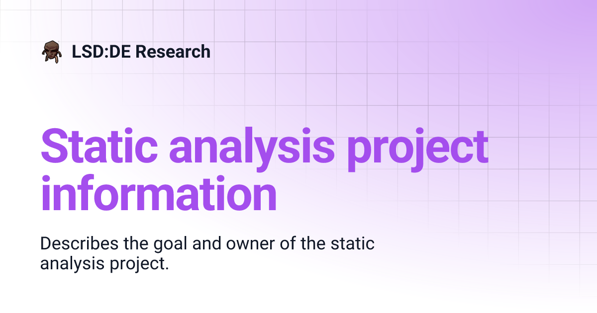 Static analysis project information | LSD:DE Research