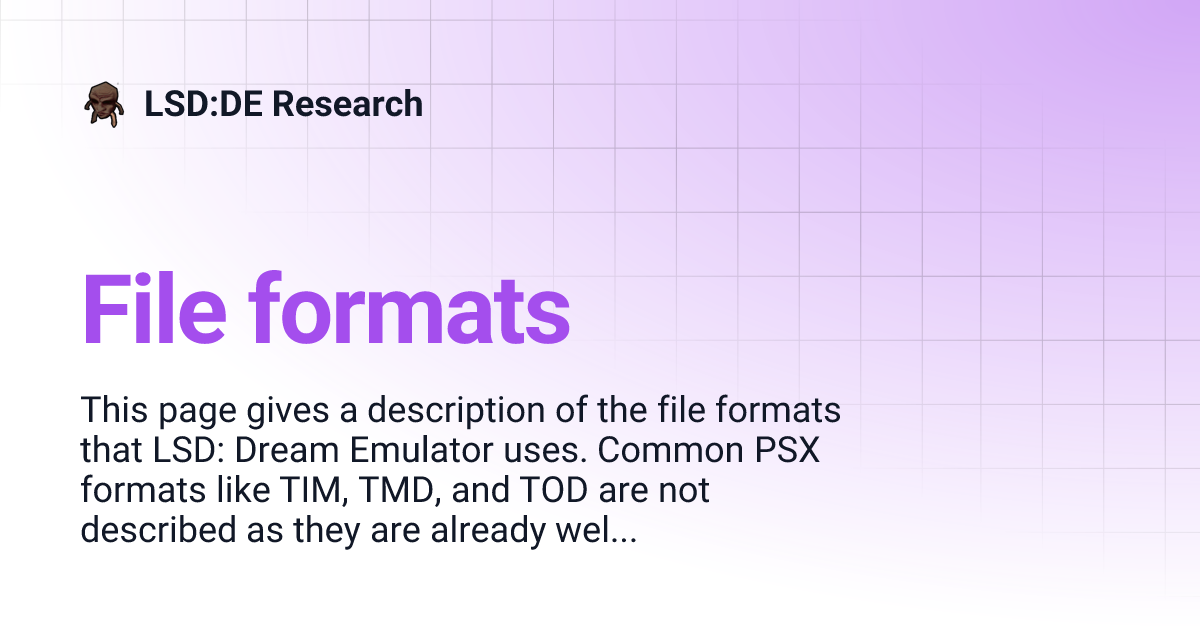 File formats | LSD:DE Research